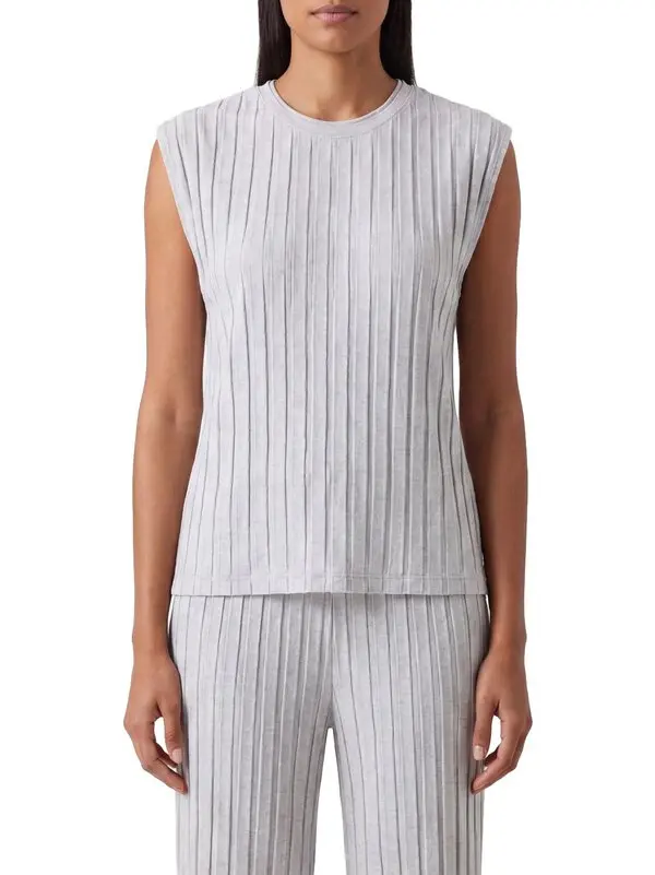 IRO PARIS Sleeveless Slim Fit Cotton Blend Top - Grey