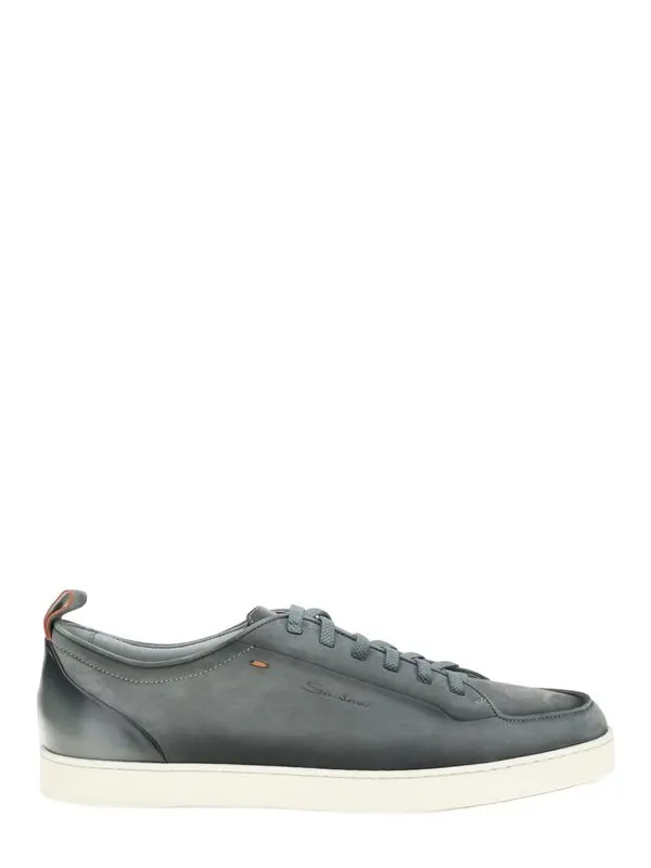 Santoni Nubuck And Calfskin Sneakers - Grey