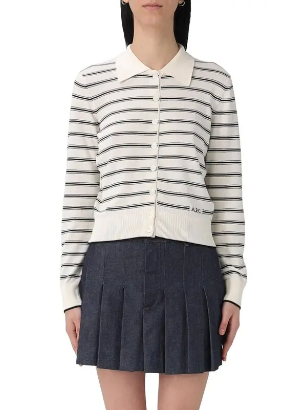 A.p.c. Striped Knit Cardigan - Ecru