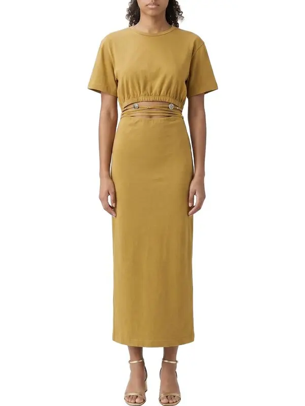Pinko Cotton Midi Sheath Dress - Bronze
