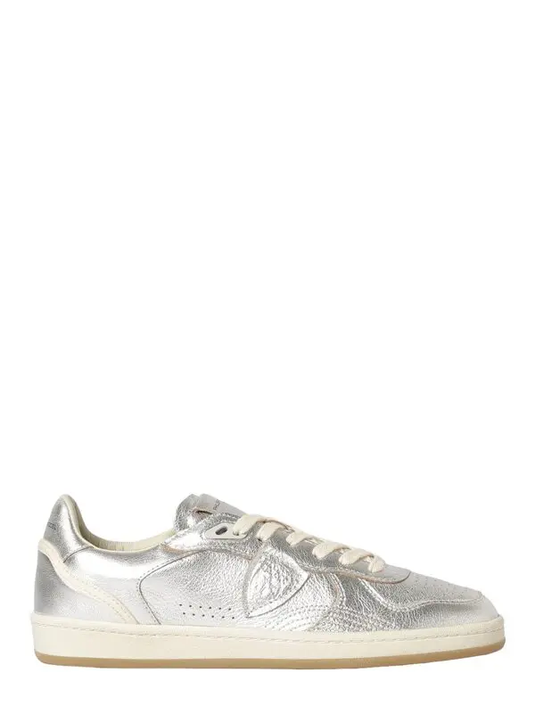 Philippe Model Pgal Laminated Leather Sneakers - Silver