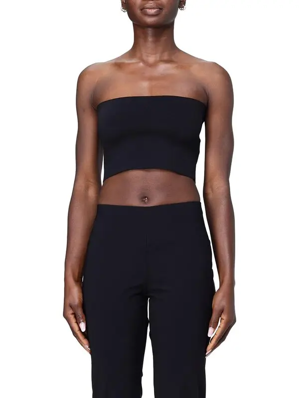 Liviana Conti Cropped Jersey Bandeau Top - Black
