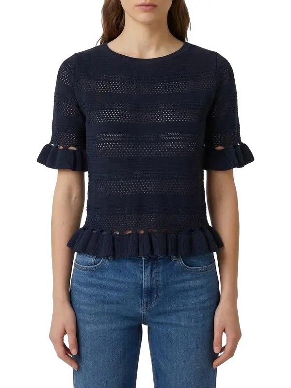 TWINSET Jumper With Ruffle Detail - Black