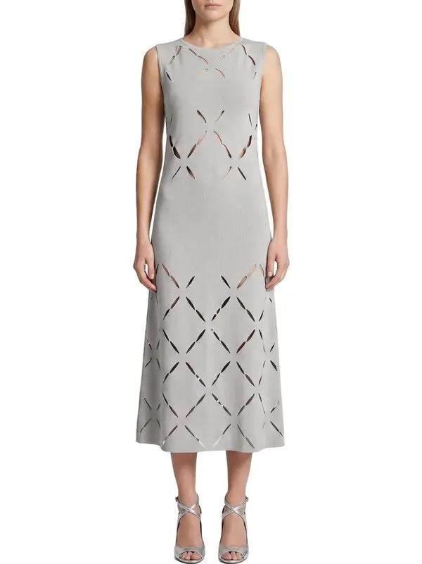 Liviana Conti Ruby Perforated Viscose Blend Midi Dress - Black
