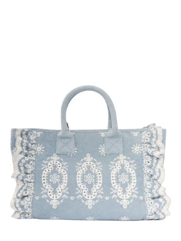MC2 SAINT BARTH Colette Cotton Denim And Sangallo Bag - Multicolor