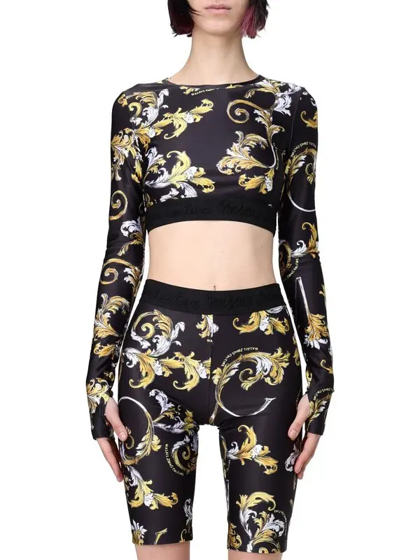 Versace Printed Cropped Top - Black