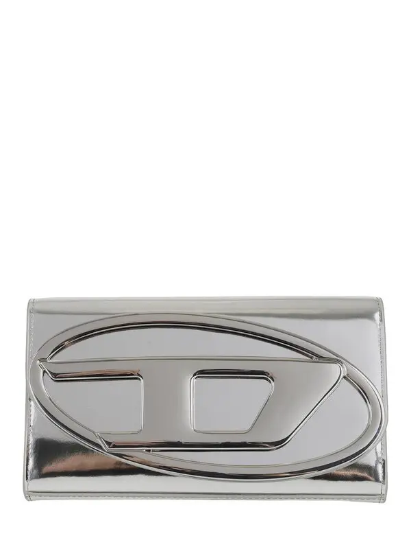 DIESEL® Metallic Logo Clutch - Silver