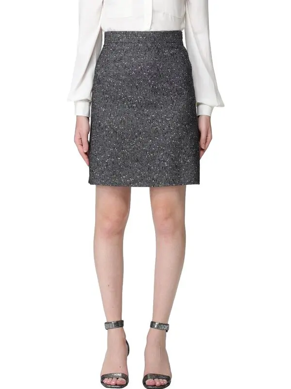 BOSS Textured Tweed Mini Skirt - Grey
