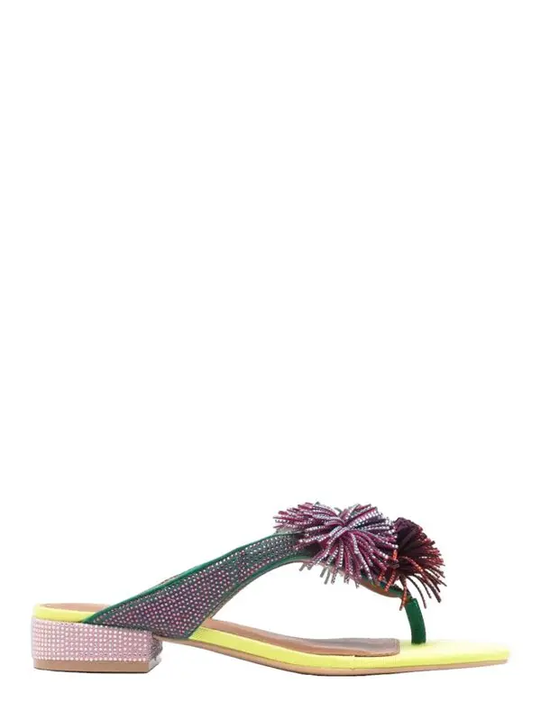 Kurt Geiger Canvas Sandals With Fringe And Rhinestones - Multicolor
