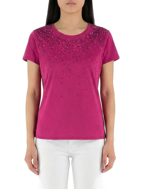 Liu Jo Embellished Crewneck T-shirt - Fuchsia