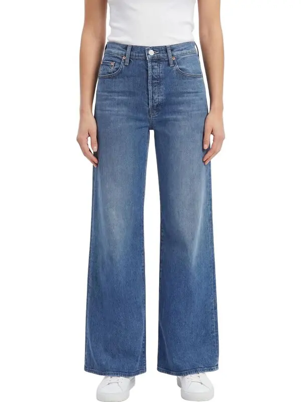 MOTHER Wide Leg Stretch Denim Jeans - Blue