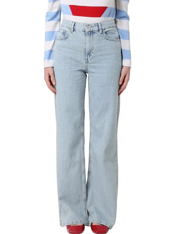 Moschino Wide Leg Light Wash Denim - Gnawed Blue
