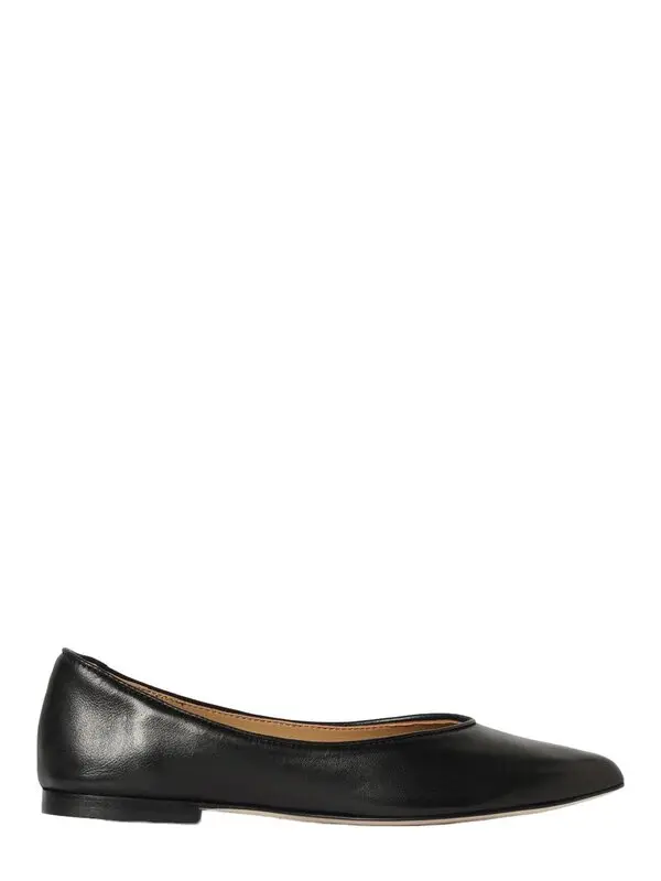 ANNA F. Leather Ballerina Flats - Black