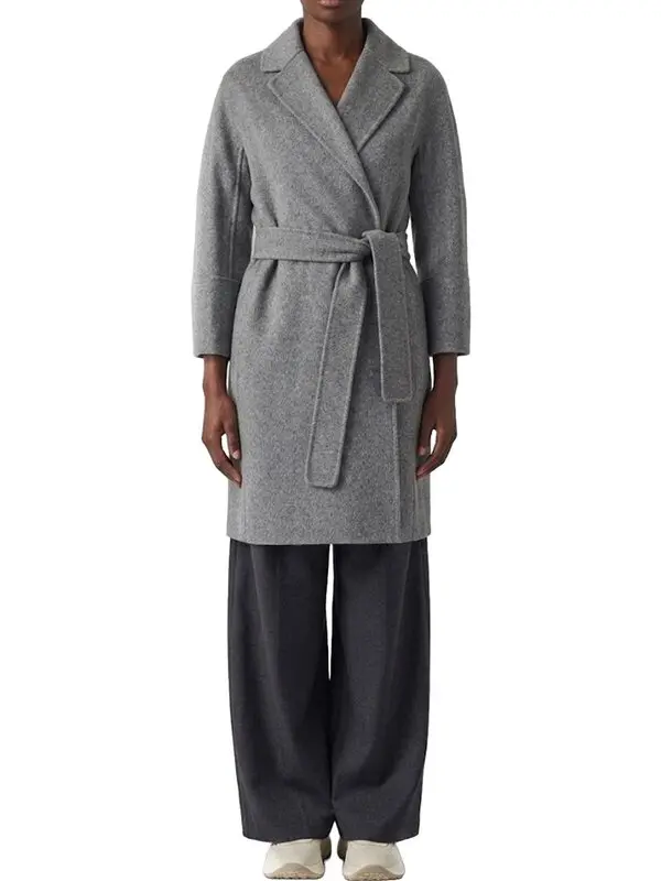 Max Mara S Virgin Wool Knee-length Robe Coat - Grey