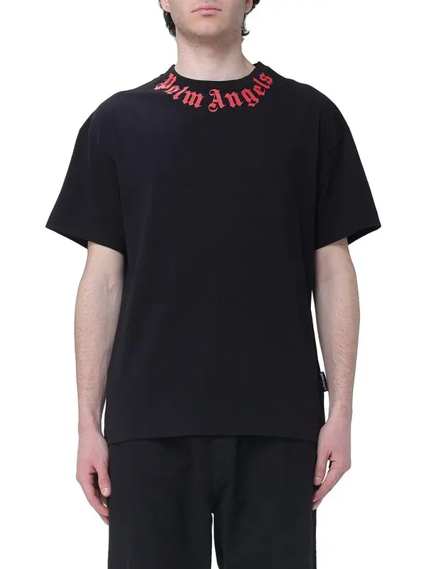 Palm Angels Cotton T-shirt With Logo - Black