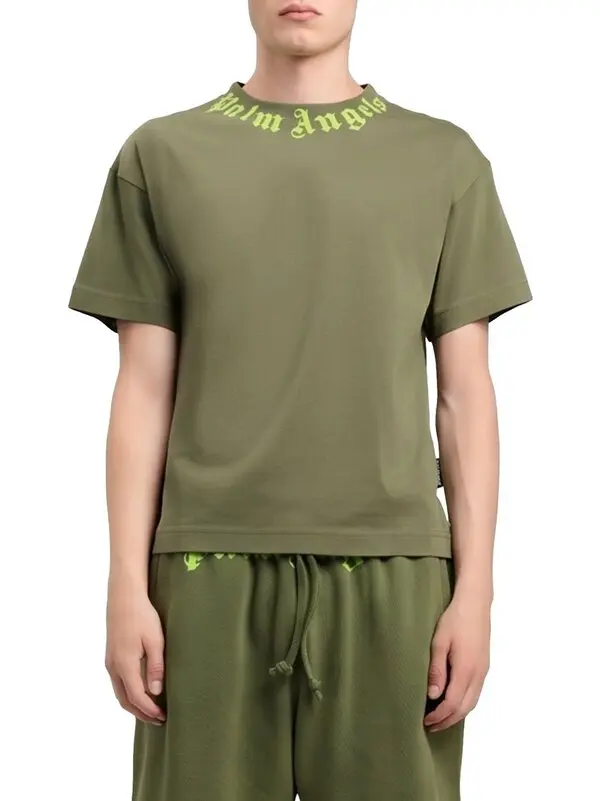 Palm Angels Cotton T-shirt With Logo - Green