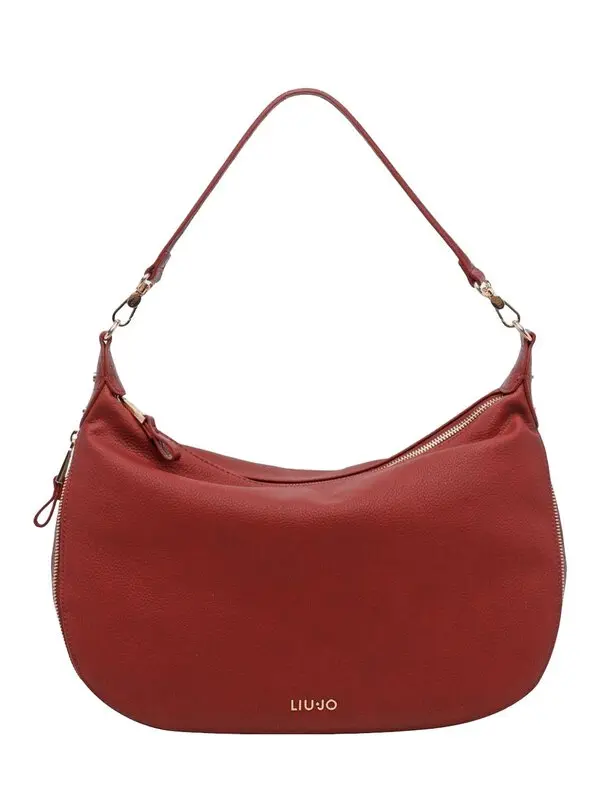 Liu Jo Grained Faux Leather Hobo Bag With Monogram Logo And Removable Handle - Red