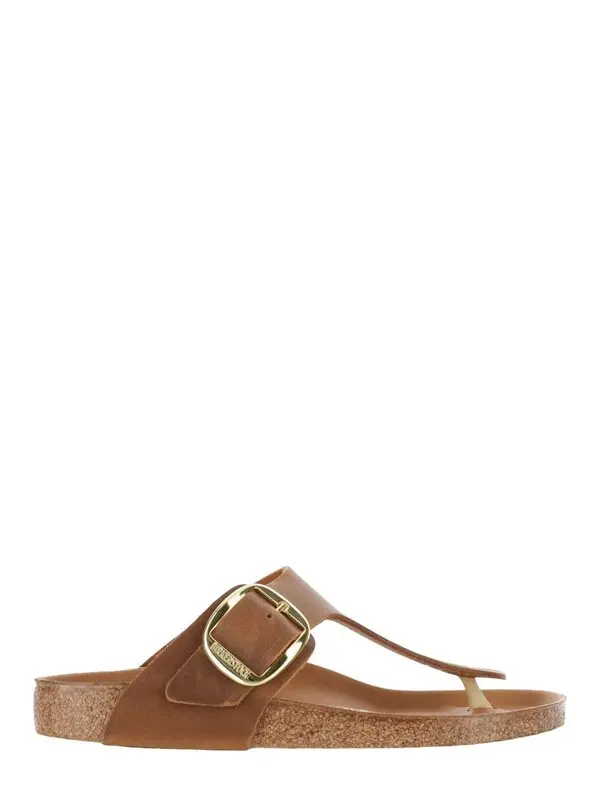 BIRKENSTOCK Gizeh Big Buckle Oiled Leather Thong Sandal - Brown