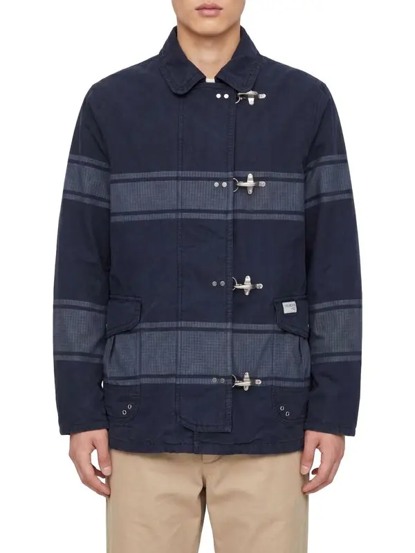 FAY Striped Cotton Jacket - Navy