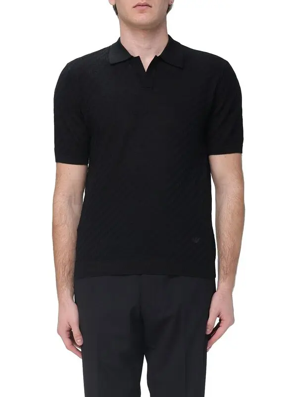 Emporio Armani Knitted Polo Shirt - Black