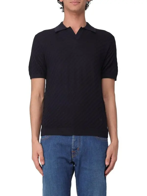 Emporio Armani Knitted Polo Shirt - Blue