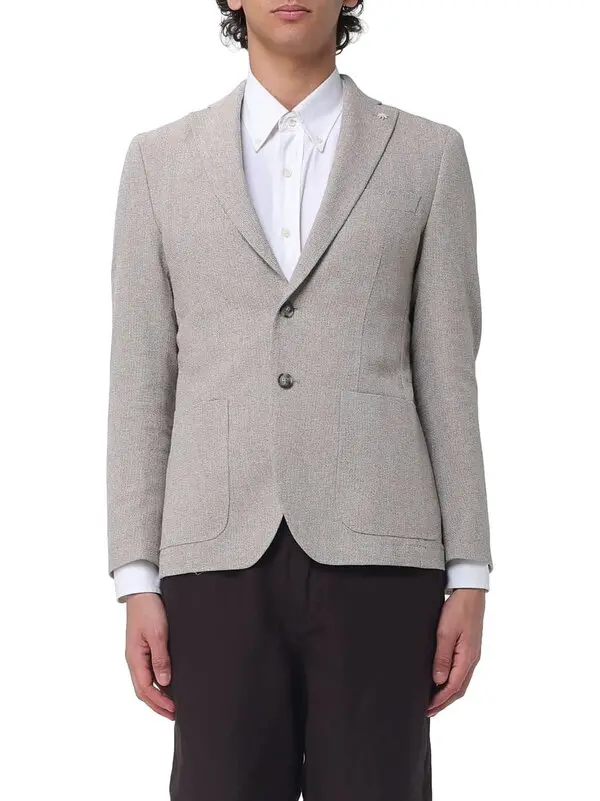 MANUEL RITZ Single-breasted Cotton Blend Blazer - Beige