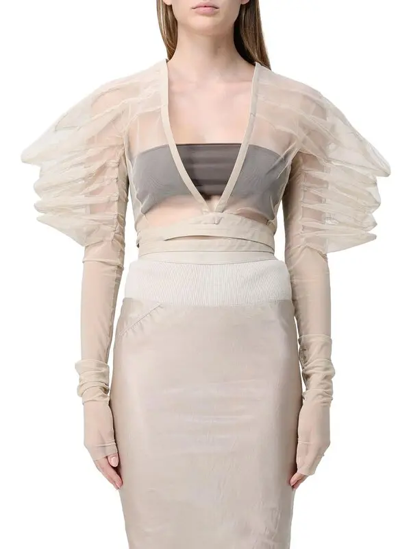 Rick Owens Sheer Tulle Cropped Top - Beige