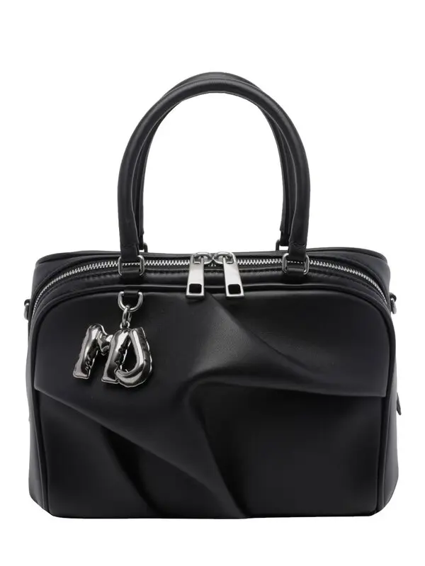 Marc Jacobs The Wave Lambskin Handbag With Monogram And Removable Strap - Black