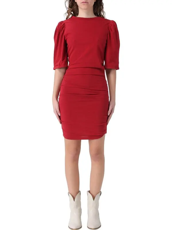Isabel Marant Étoile Ruched Dress With Puff Sleeves - Red