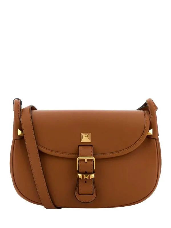 Valentino Garavani Rockstud Flaneuse Leather Bag - Walnut