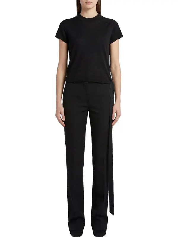Rick Owens Cotton T-shirt With Webbing Detail - Black