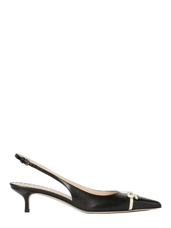 Valentino Garavani Patent Sheepskin Leather Slingback Pumps - Black