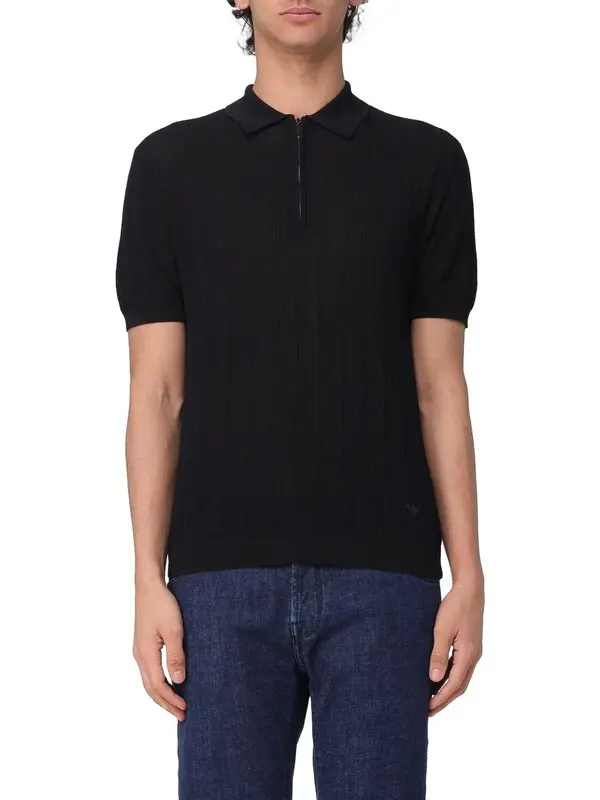 Emporio Armani Knitted Polo Shirt - Black