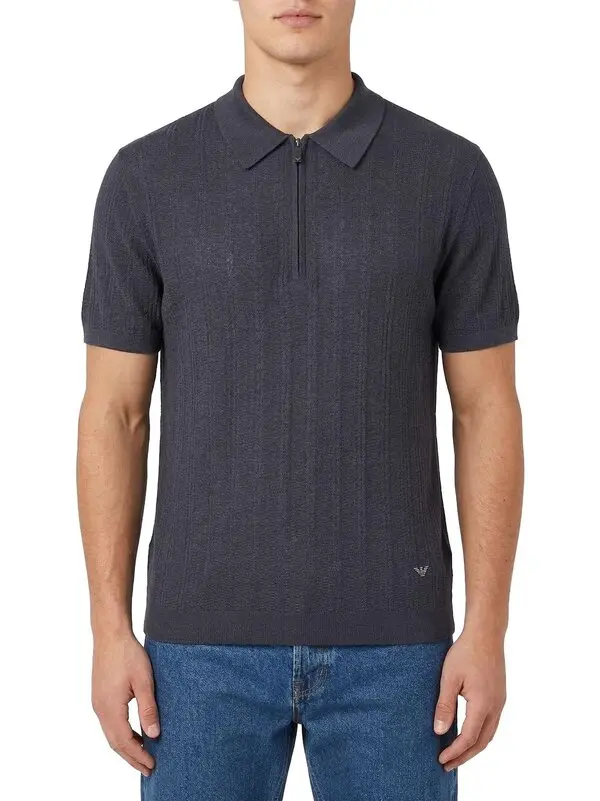 Emporio Armani Knitted Polo Shirt - Grey 1