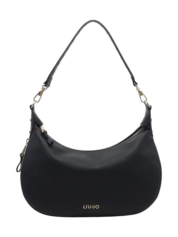 Liu Jo Synthetic Leather Hobo Bag With Monogram And Removable Strap - Black