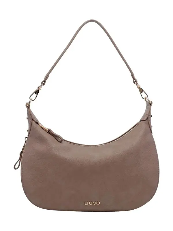 Liu Jo Grained Synthetic Leather Hobo Bag With Monogram - Brown