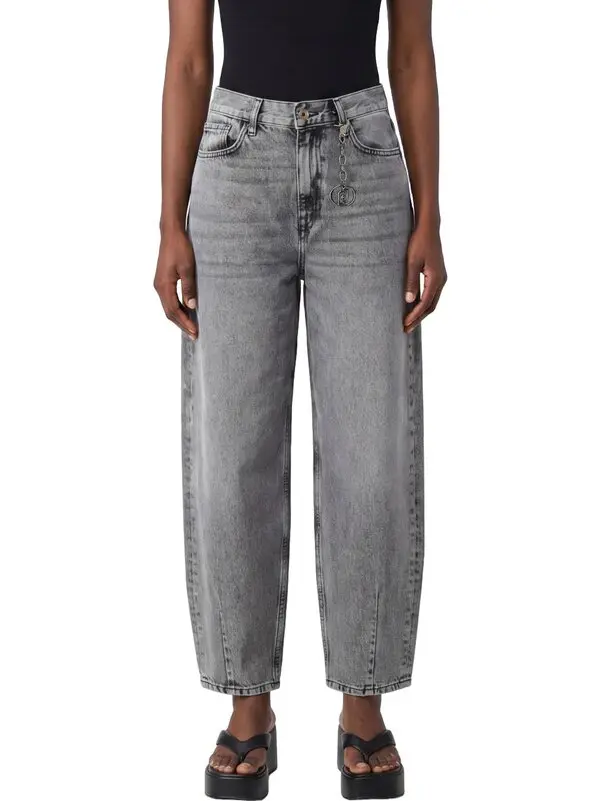 Liu Jo High-waisted Wide Leg Five-pocket Jeans In Cotton Denim - Grey