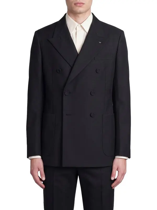 Valentino Garavani Virgin Wool Double Breasted Blazer - Black