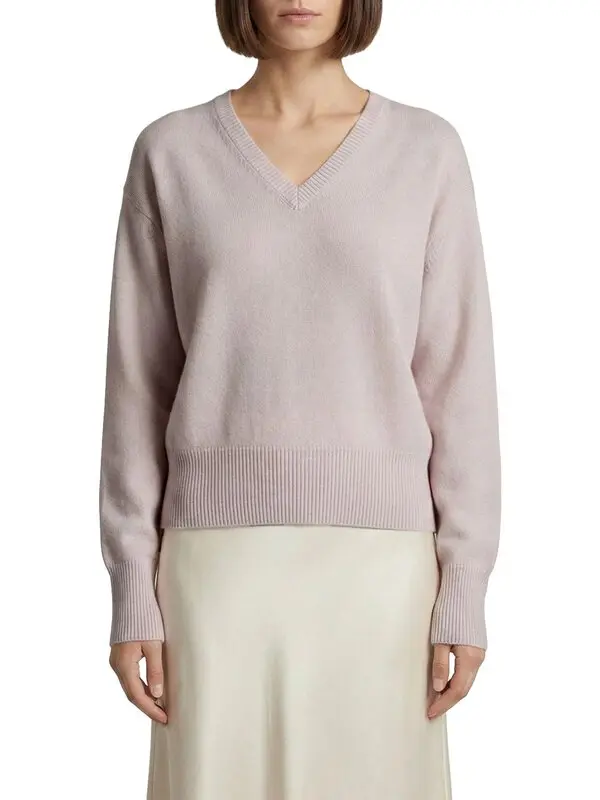 SA SU PHI Pure Cashmere V-neck Sweater - Nude
