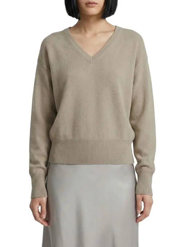 SA SU PHI Pure Cashmere V-neck Sweater - Sand