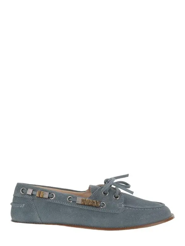 Pinko Suede Lace-up Loafers - Blue