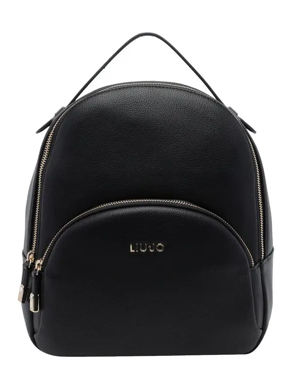 Liu Jo Polyester Backpack With Metallic Logo - Black