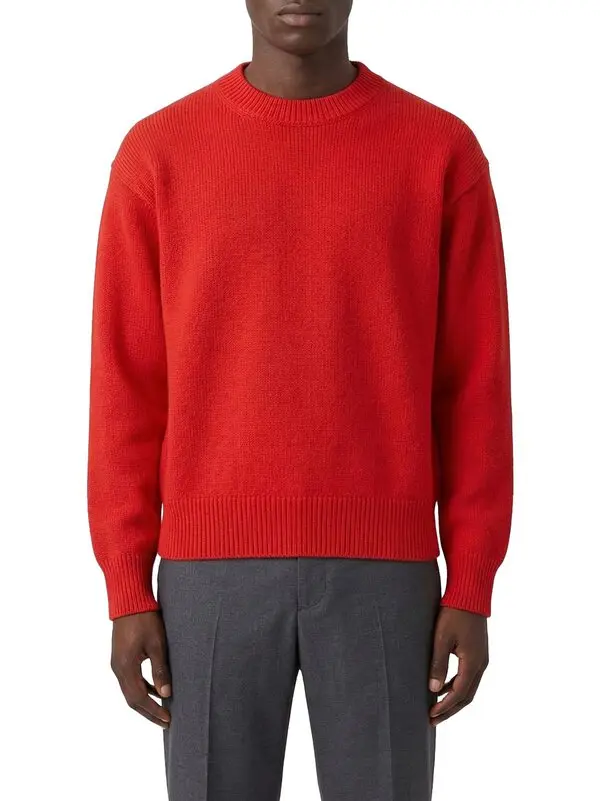 JIL SANDER Basic Cotton Crew-neck Sweater - Red