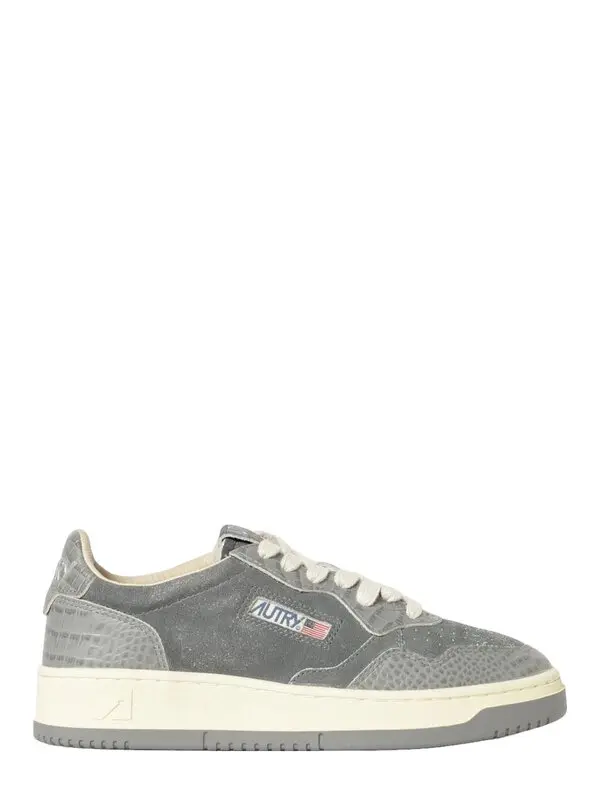 AUTRY Medalist Low Super Vintage Leather And Suede Sneakers With Worn Effect - Blue
