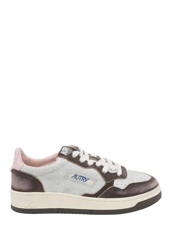 AUTRY Medalist Low Super Vintage Leather And Suede Sneakers With Worn Effect - Brown