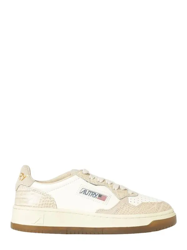 AUTRY Medalist Low Super Vintage Leather And Suede Sneakers With Worn Effect - Ivory