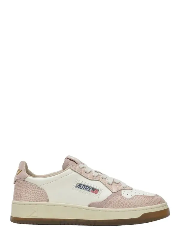 AUTRY Medalist Low Super Vintage Leather And Suede Sneakers - Pink