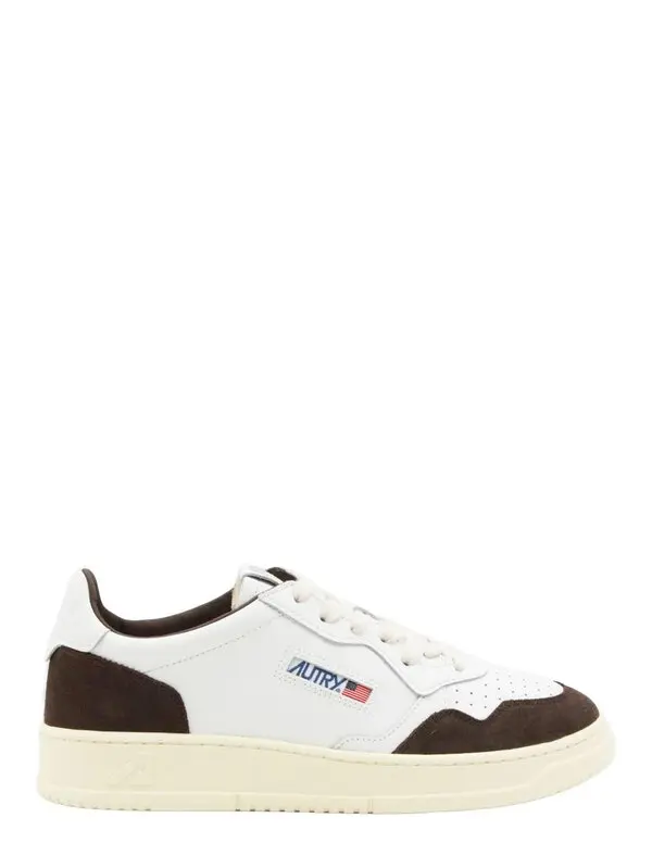AUTRY Medalist Low Two-tone Calfskin And Suede Sneakers - White 1