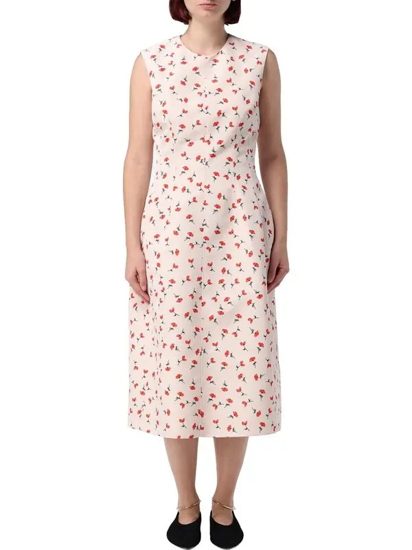 JIL SANDER Sleeveless Floral Midi Dress - Pink