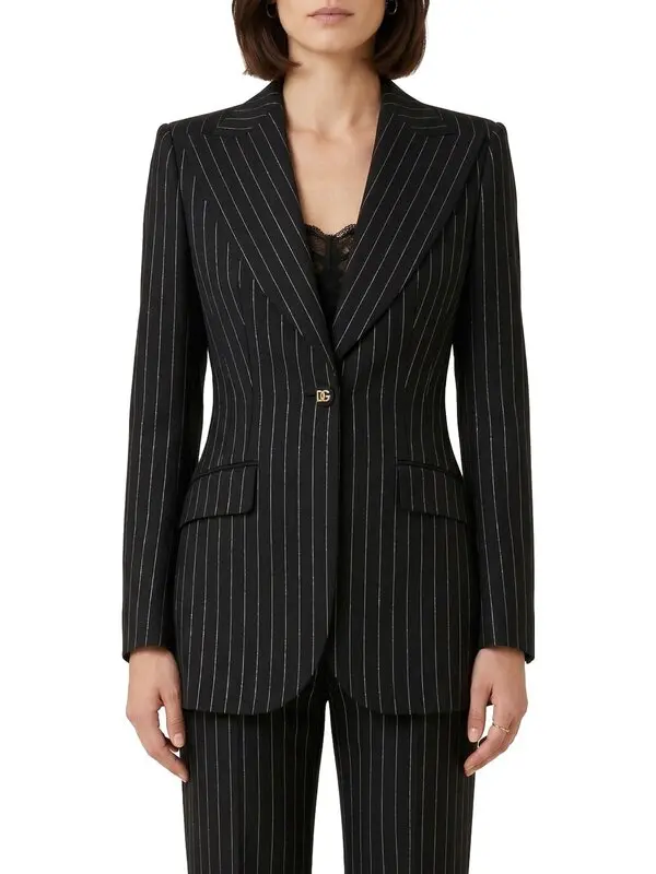 Dolce & Gabbana Single-breasted Pinstripe Virgin Wool Blazer - Striped